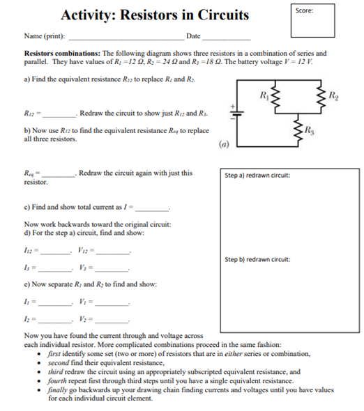 Solved Resistors combinations: The following diagram shows | Chegg.com