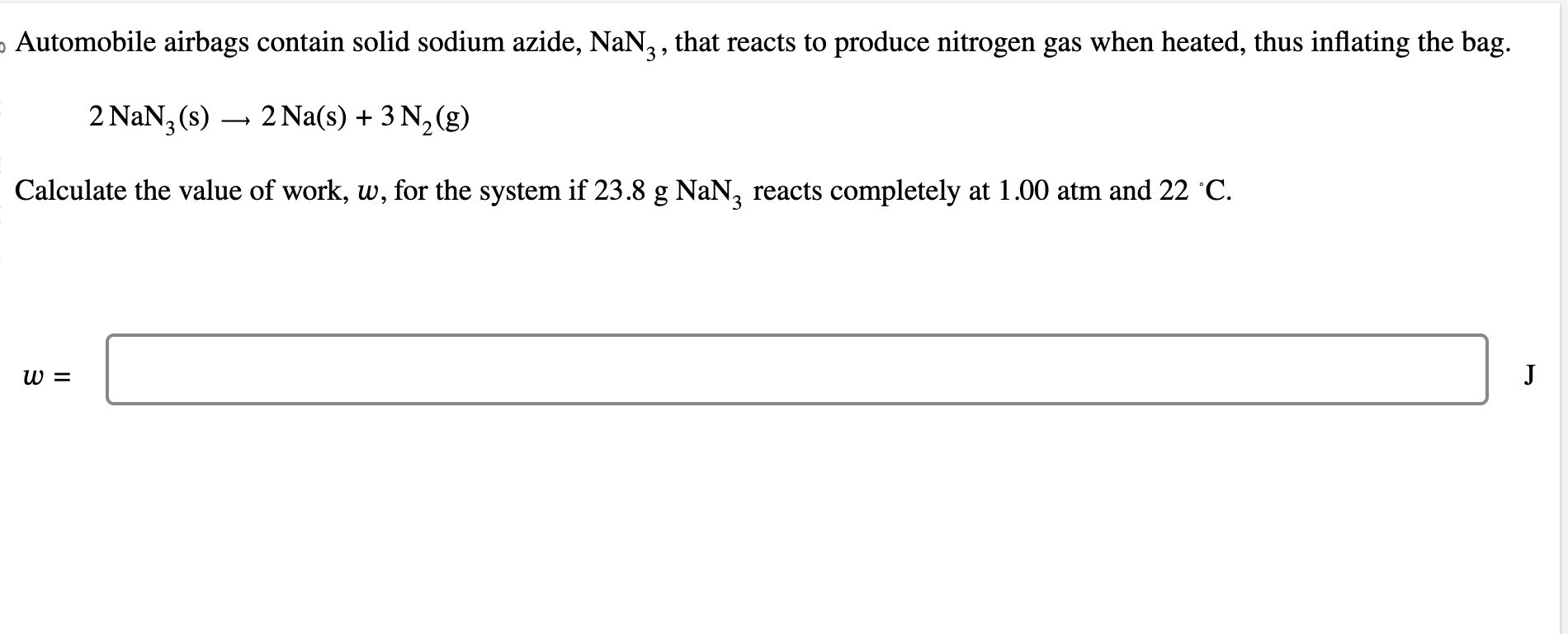 Solved Automobile airbags contain solid sodium azide, NaN3, | Chegg.com
