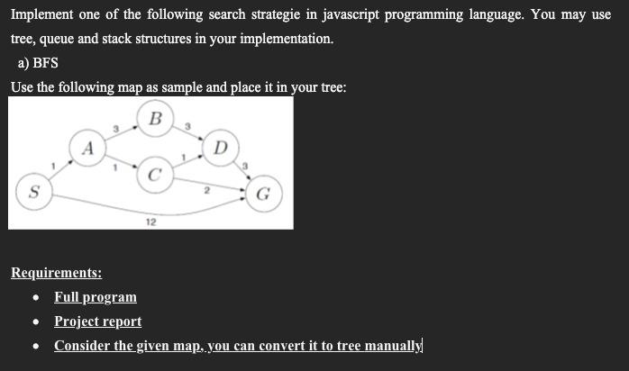 Solved Implement one of the following search strategie in | Chegg.com