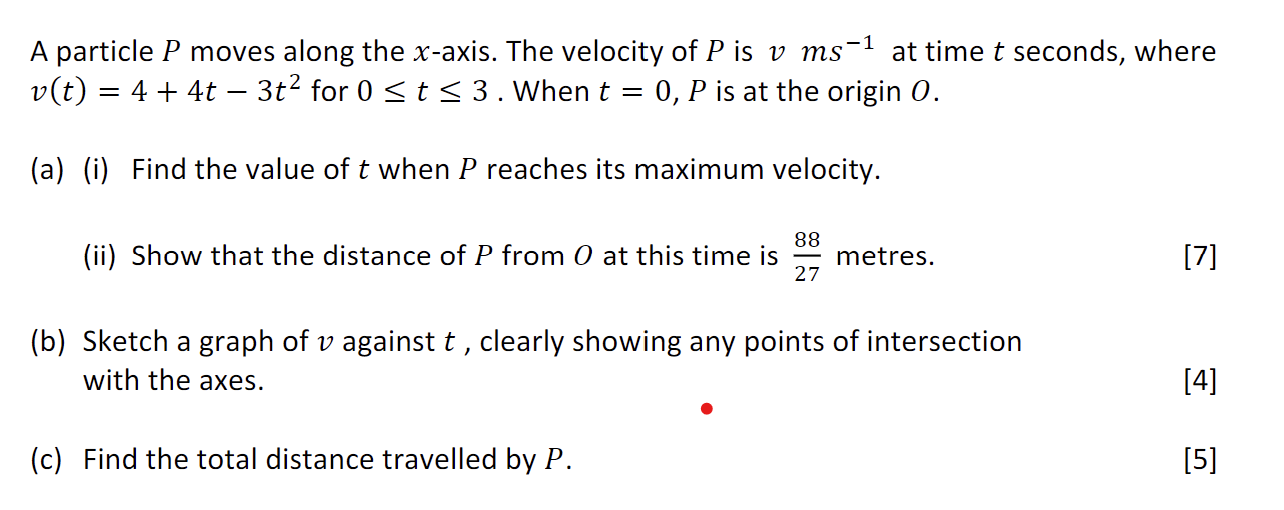 Solved A particle P ﻿moves along the x-axis. The velocity of | Chegg.com