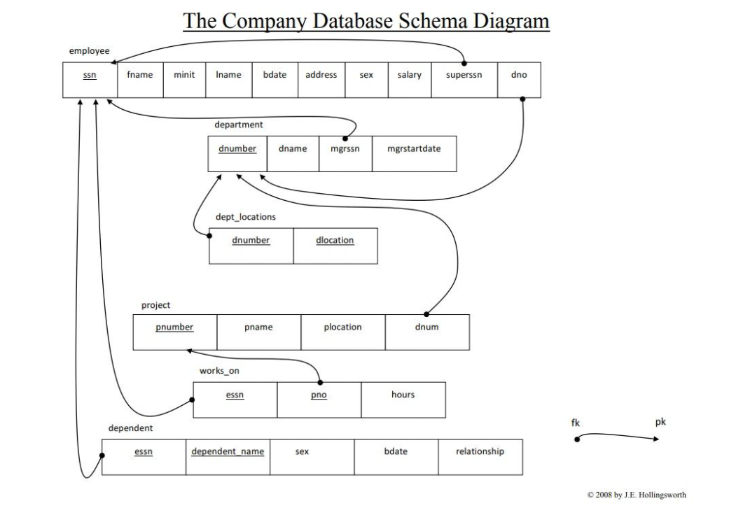 Solved The Company Database Schema Diagram employee ssn | Chegg.com