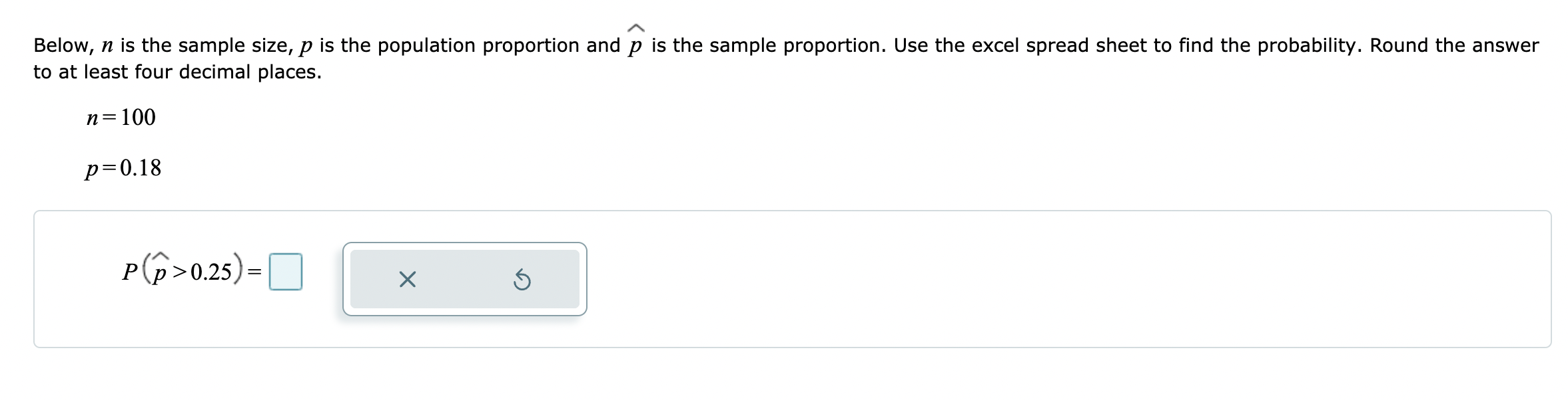 Solved Below, n is the sample size, p is the population | Chegg.com