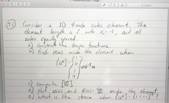 Consider a 1D 4-node cubic element. The element | Chegg.com