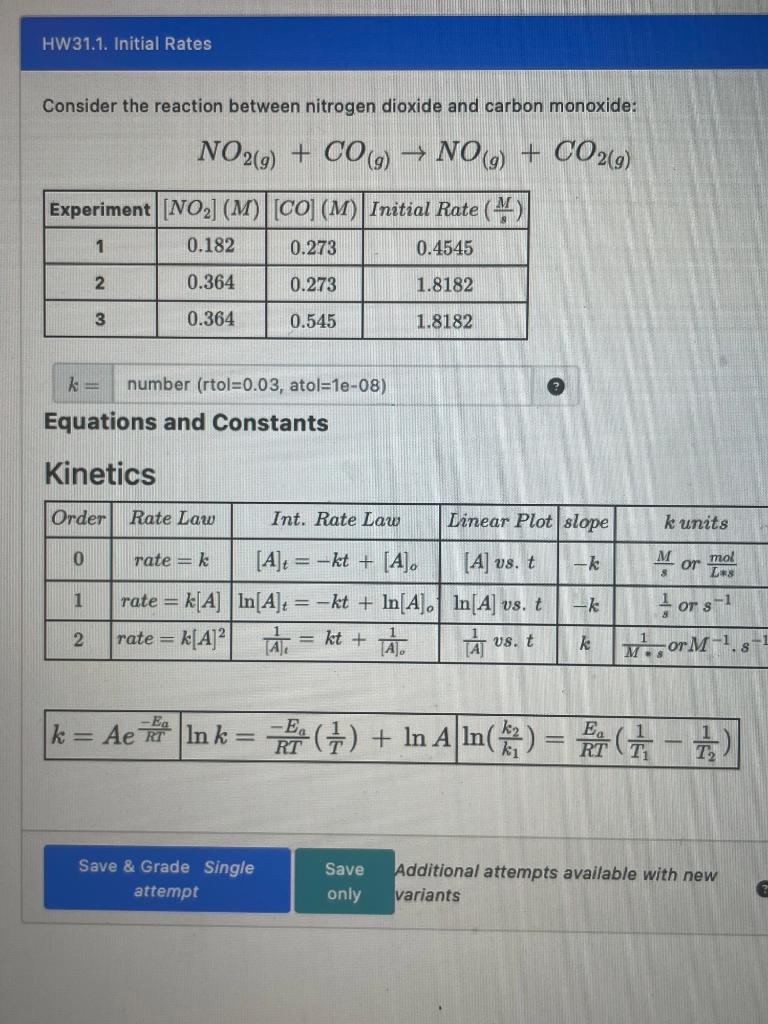 Solved Consider the reaction between nitrogen dioxide and | Chegg.com
