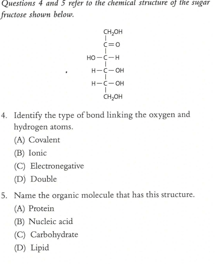 Solved Questions 4 and 5 refer to the chemical structure of | Chegg.com