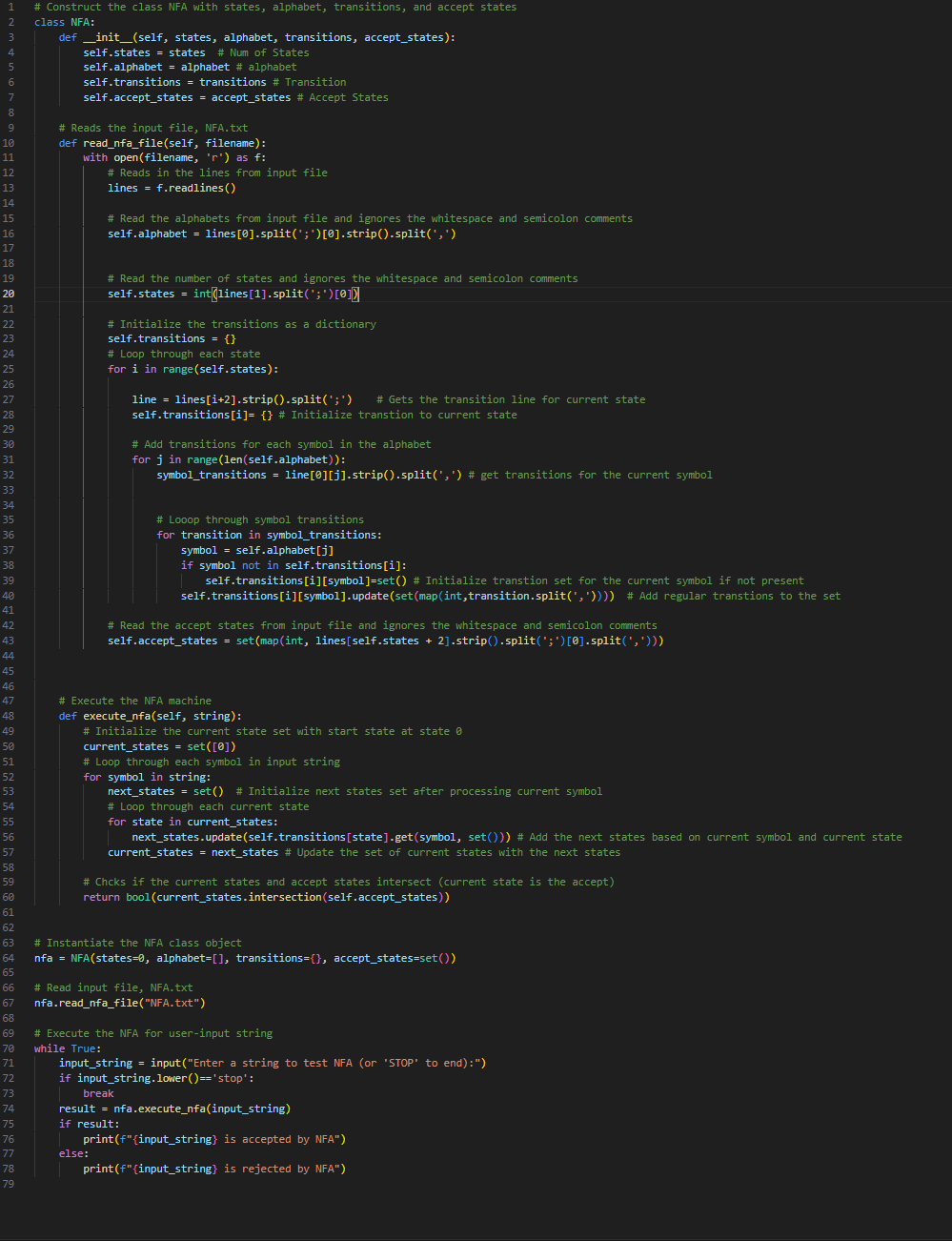 Solved Nfa Python Implementation I Need Help Getting String