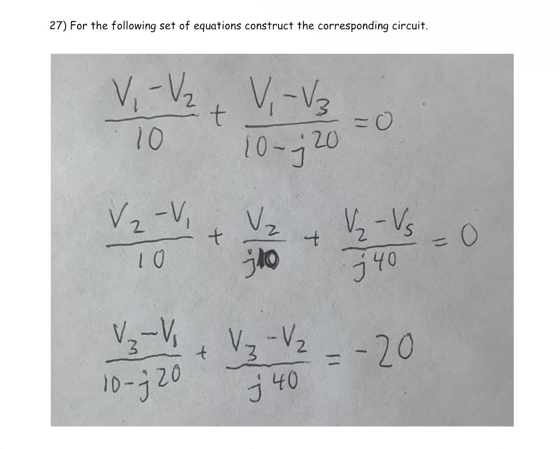 Solved 27) For the following set of equations construct the | Chegg.com