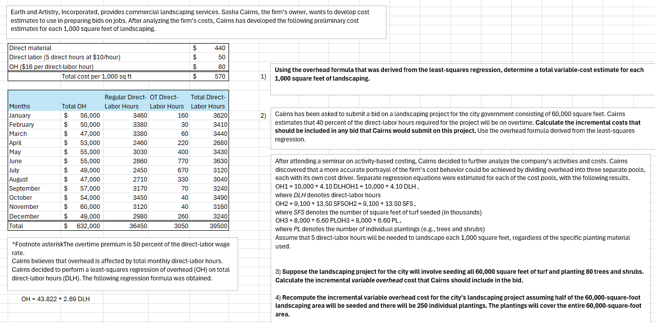 Solved Answer all 4 ﻿questions bolded on the attached Excel | Chegg.com
