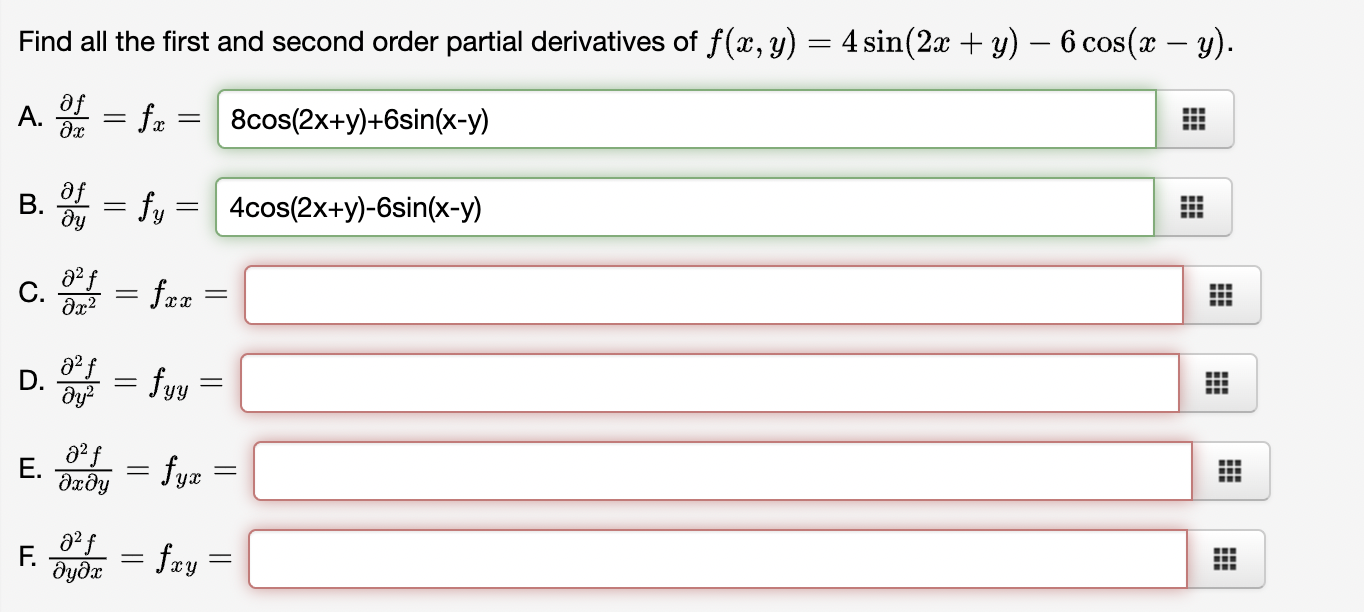 Solved Find all the first and second order partial | Chegg.com