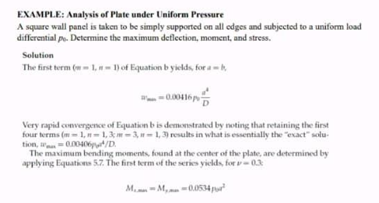 Solved EXAMPLE: Analysis of Plate under Uniform Pressure A | Chegg.com