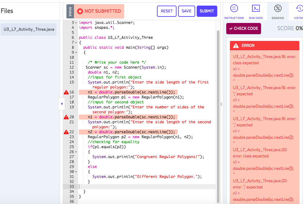 Solved What is wrong with my Java code? This is AP Computer | Chegg.com