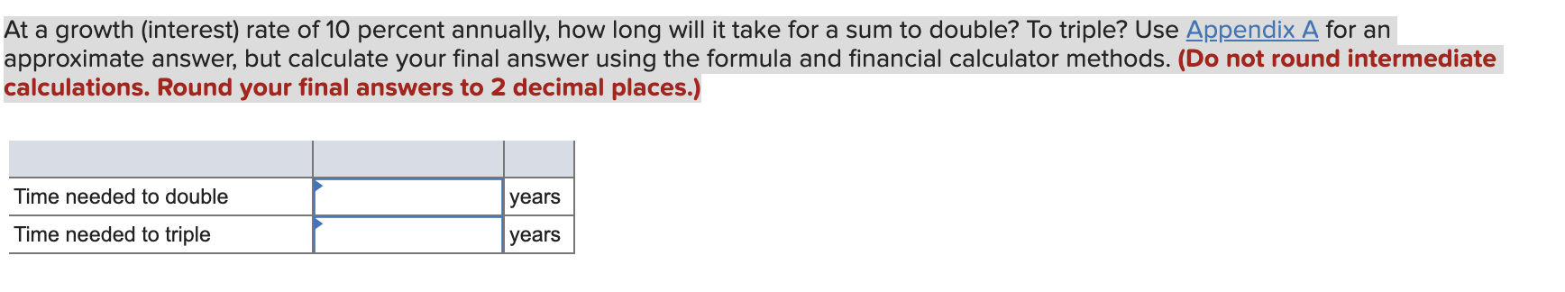 Solved At a growth (interest) rate of 10 percent annually, | Chegg.com
