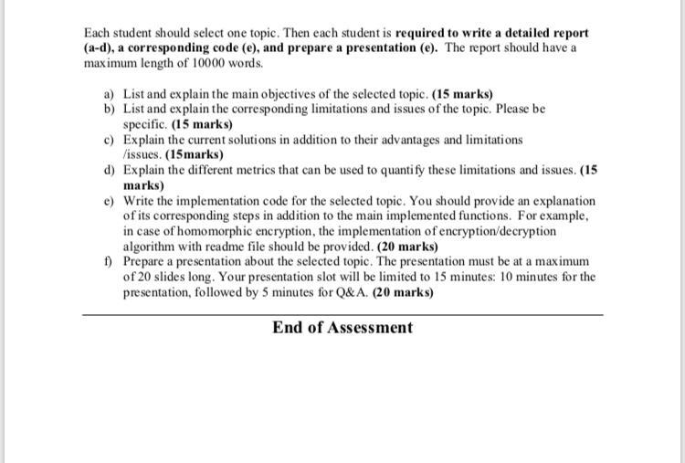 Q1. Applied Research Topic (100 marks) This part | Chegg.com