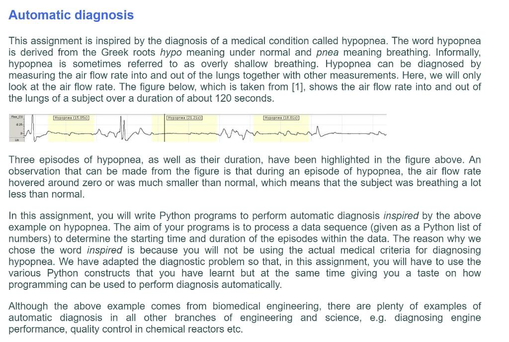 Solved Automatic diagnosis This assignment is inspired by | Chegg.com