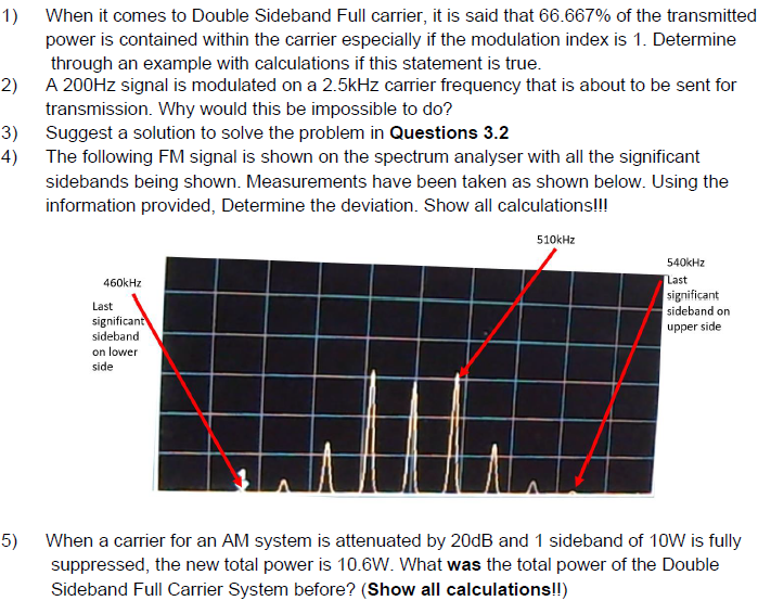 Solved 1) When it comes to Double Sideband Full carrier, it | Chegg.com