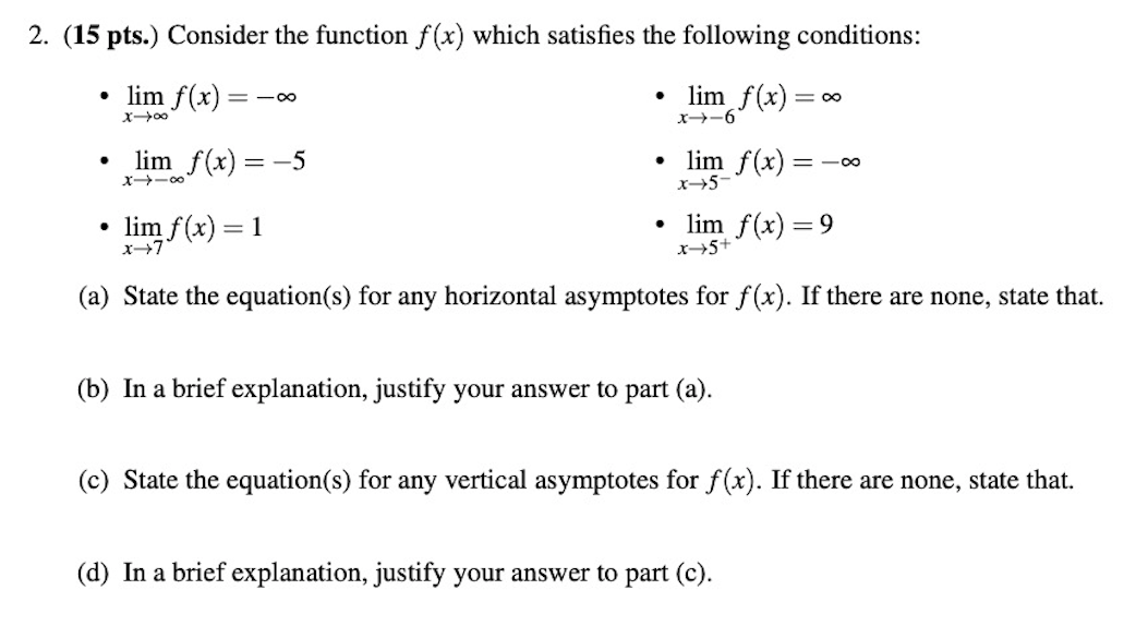 Solved 2. (15 pts.) Consider the function f(x) which | Chegg.com