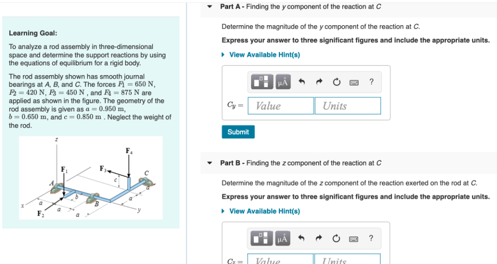 Solved To analyze a rod assembly in three-dimensional space | Chegg.com