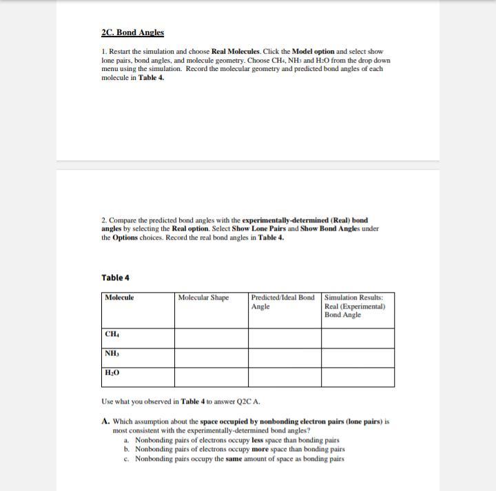 1. Restart the simulation and choose Real Molecules. | Chegg.com