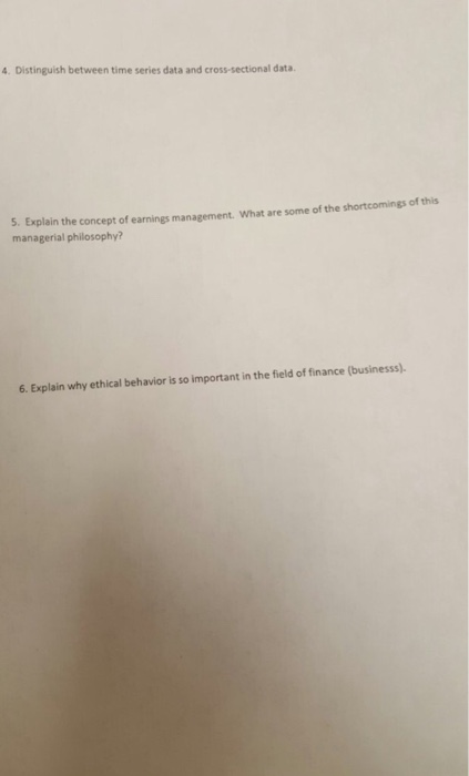 Solved Distinguish Between Time Series Data And