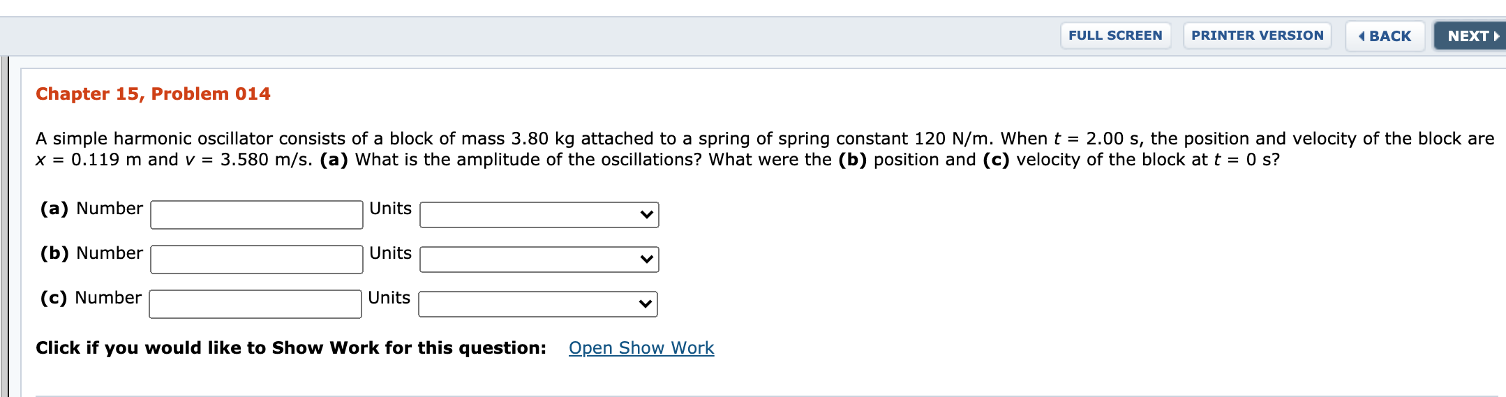 Solved FULL SCREEN PRINTER VERSION BACK NEXT Chapter 15, | Chegg.com