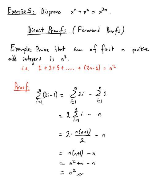 Solved Exercise 5: Disprove xn+xn=x3n. Direct Proofs | Chegg.com
