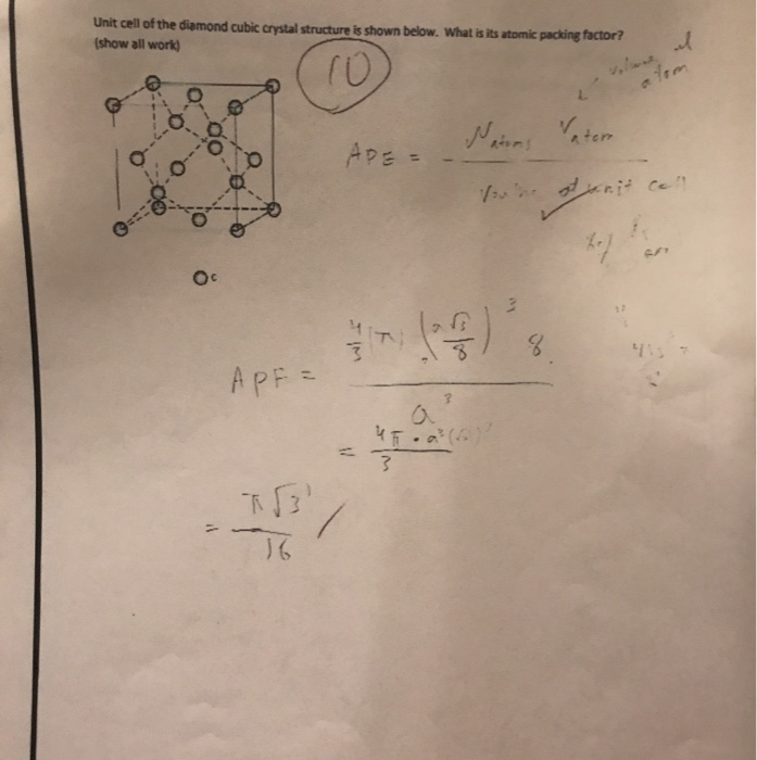 Solved Unit cell of the diamond cubic crystal structure is | Chegg.com