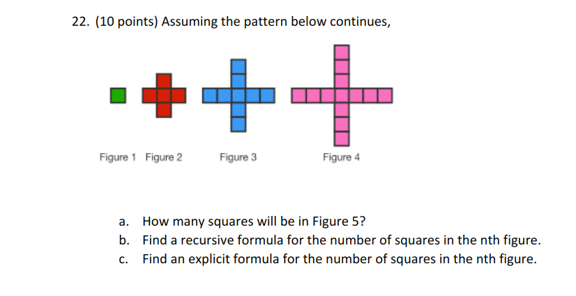 Solved 22. (10 points) Assuming the pattern below continues, | Chegg.com