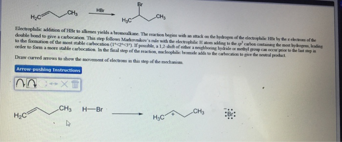 Solved Br HBr Electrophilic addition of HBr to alkenes | Chegg.com