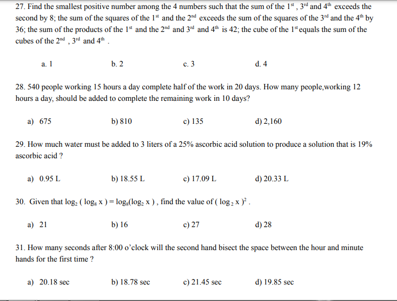 Solved 27. Find the smallest positive number among the 4 | Chegg.com