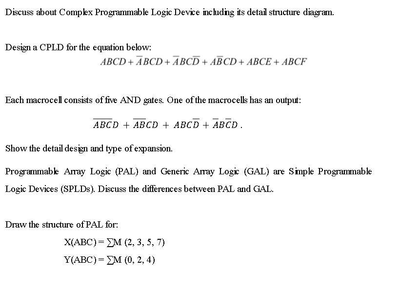 Solved Discuss about Complex Programmable Logic Device | Chegg.com
