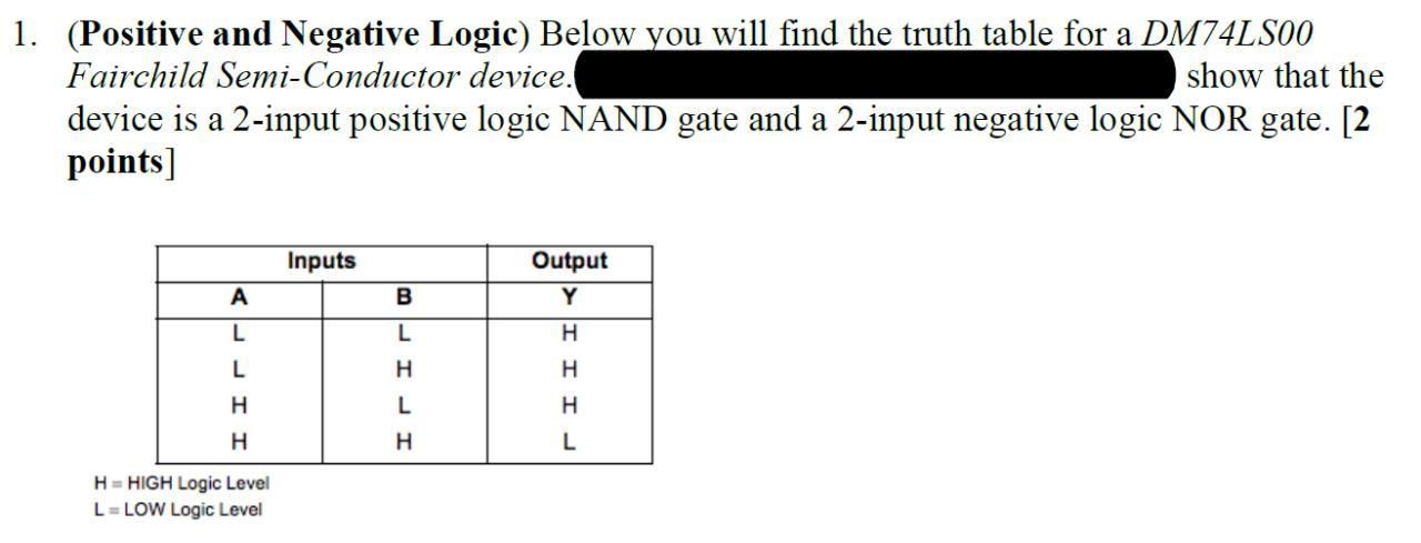 Solved 1. (Positive and Negative Logic) Below you will find | Chegg.com