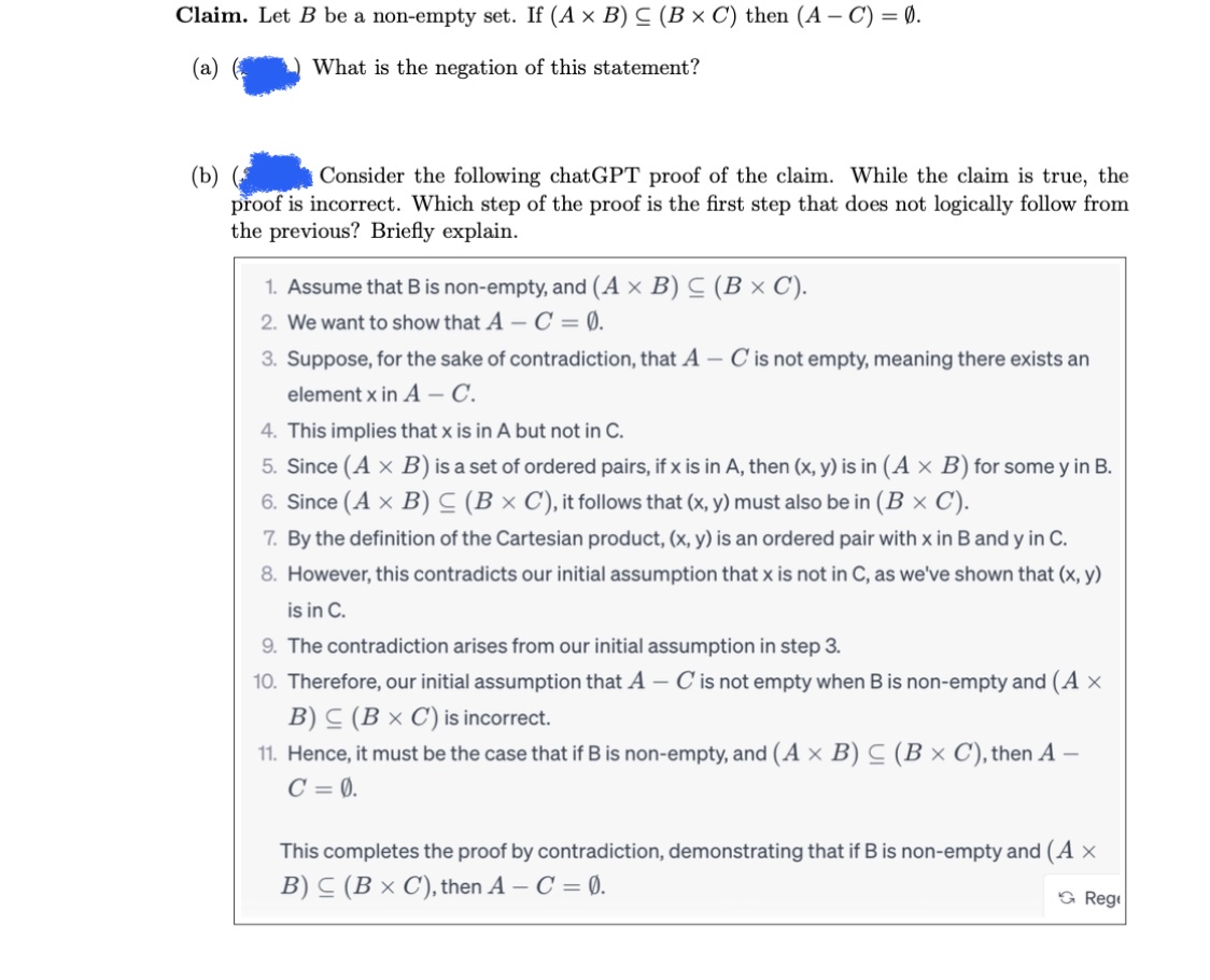 Solved aim. Let B be a non-empty set. If (A×B)⊆(B×C) then | Chegg.com