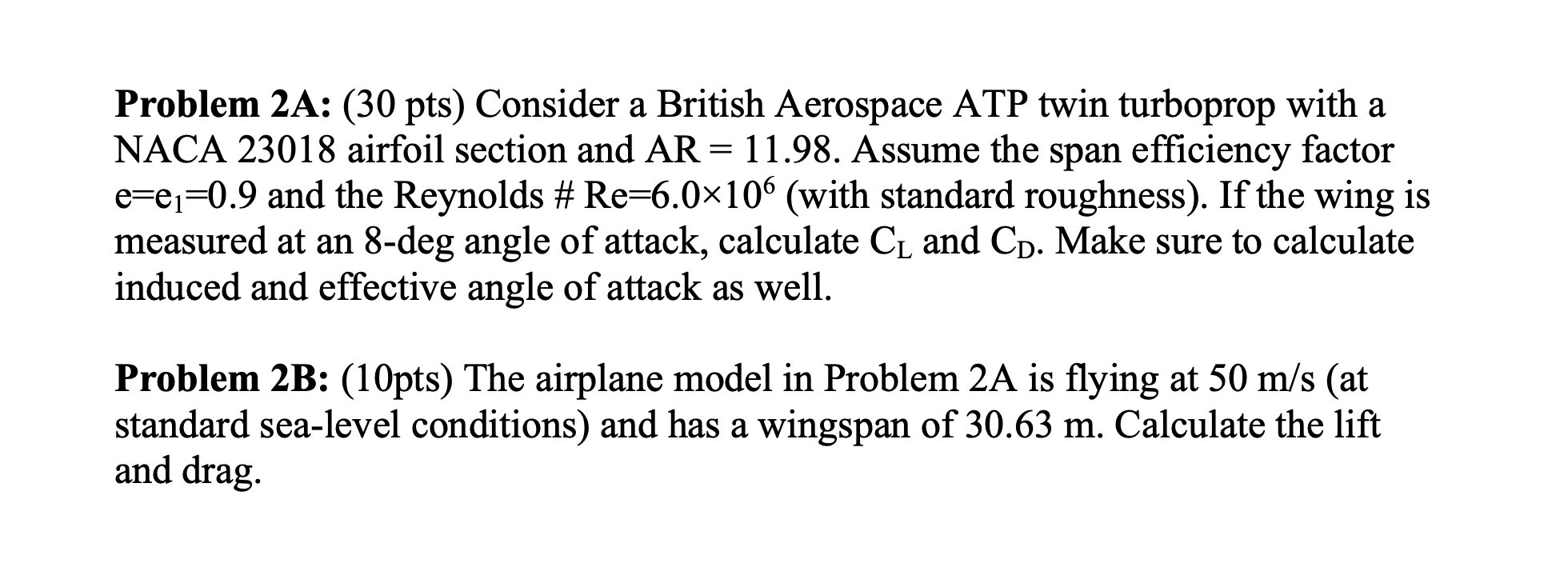Solved Problem 2A: (30 pts) Consider a British Aerospace ATP | Chegg.com