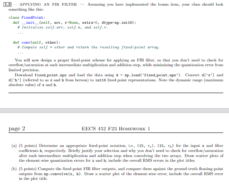 Solved 1.2 FIXED-POINT CONVOLUTION - You will now write your | Chegg.com