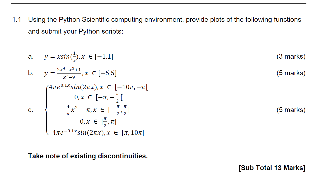 Solved 1.1 Using the Python Scientific computing | Chegg.com