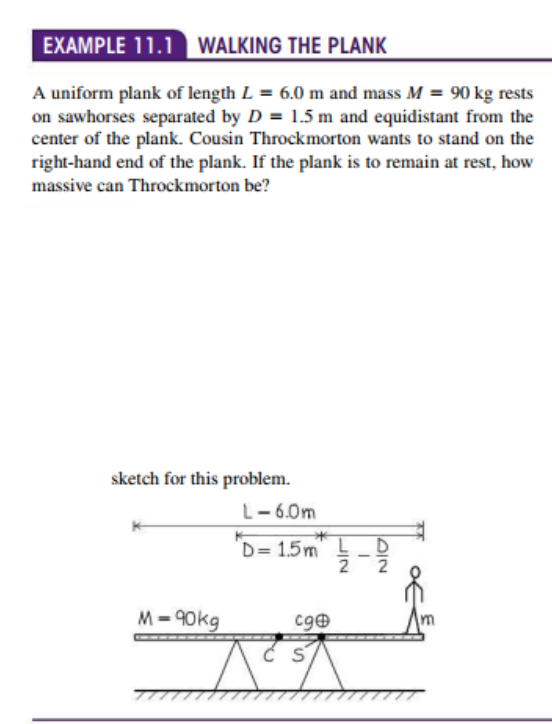 Solved WALKING THE PLANK EXAMPLE 11.1 A uniform plank of | Chegg.com