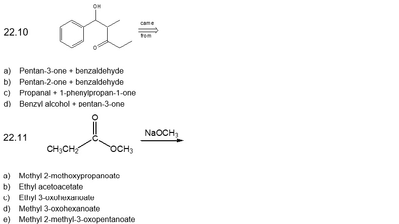 Solved он cam e 22.10 from 0 a) Pentan-3-one benzaldehyde b) | Chegg.com