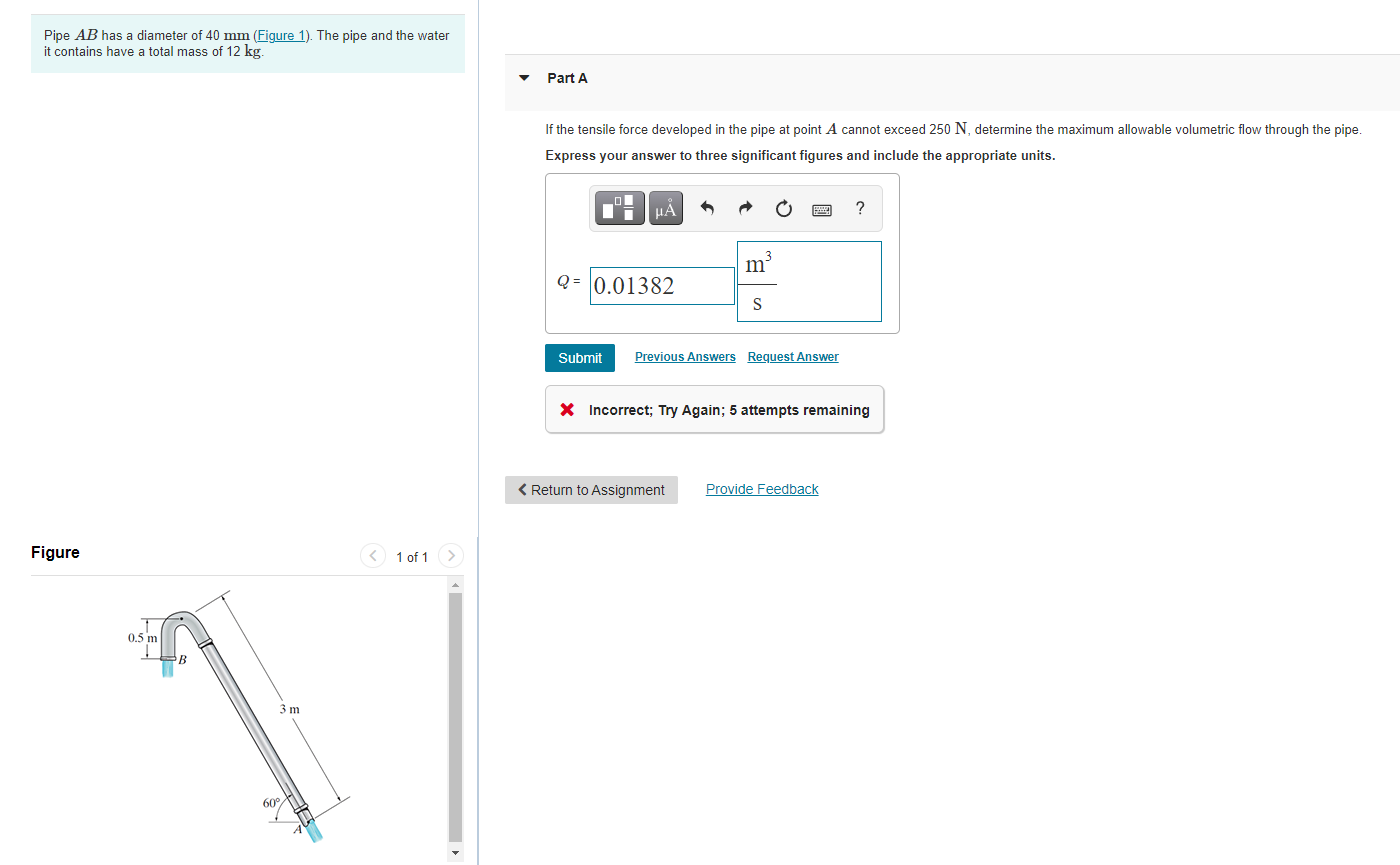 Solved Pipe AB has a diameter of 40 mm (Figure 1). The pipe | Chegg.com