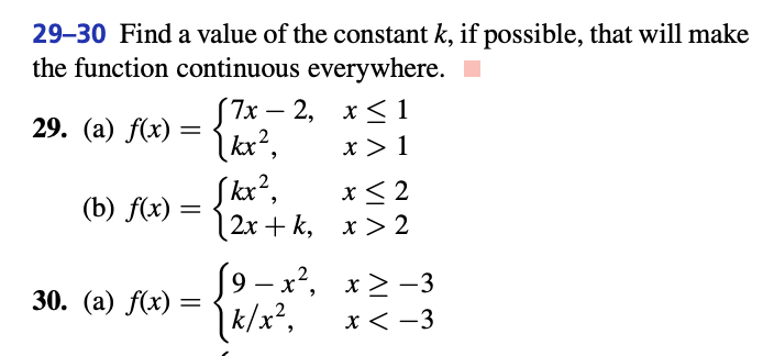 Solved 29–30 Find a value of the constant k, if possible, | Chegg.com