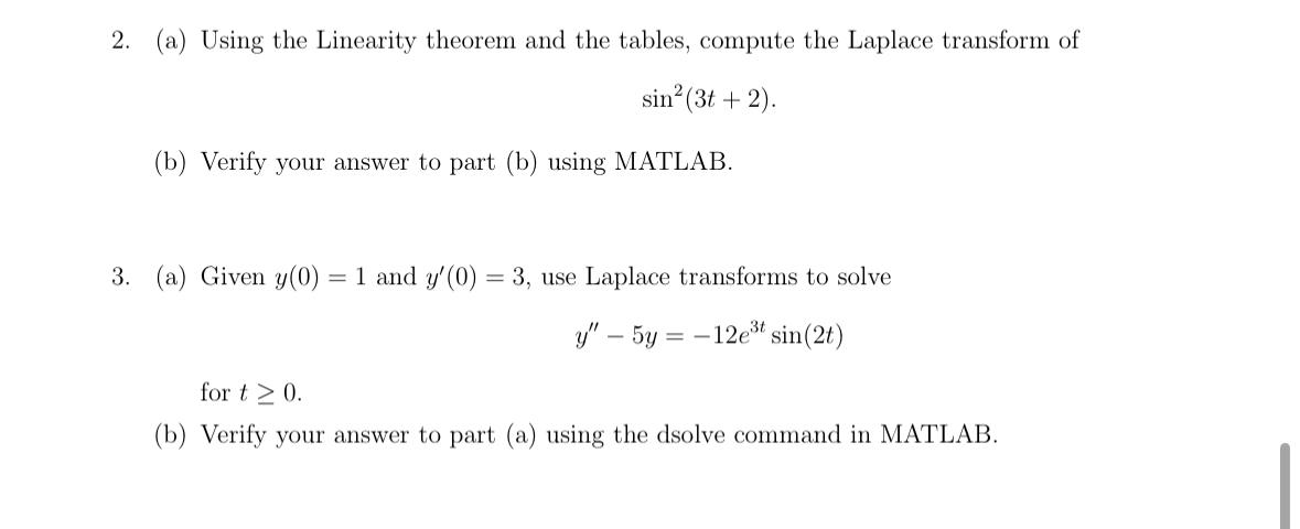 Solved 2. (a) Using the Linearity theorem and the tables, | Chegg.com