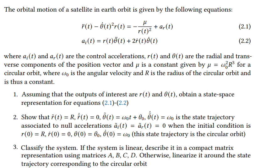 Solved The orbital motion of a satellite in earth orbit is | Chegg.com
