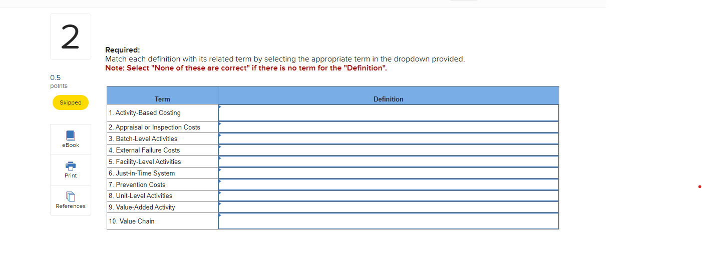 Solved Match each definition with its related term by | Chegg.com