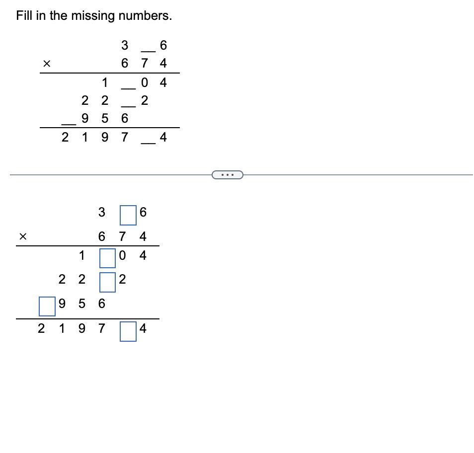 Solved Fill in the missing numbers. | Chegg.com