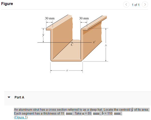 Solved 1 of 1 Part A An aluminum strut has a cross section | Chegg.com
