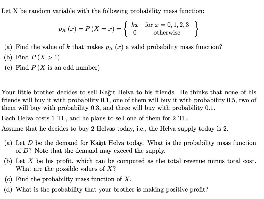 Solved Let X be random variable with the following | Chegg.com