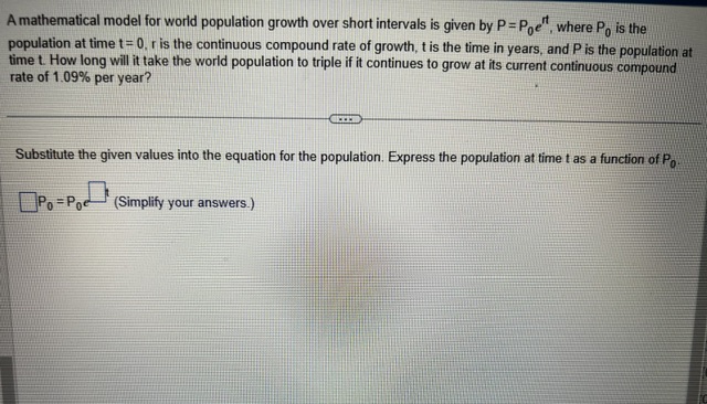 Solved A mathematical model for world population growth over | Chegg.com