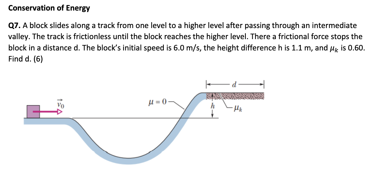 Solved Conservation of Energy Q7. A block slides along a | Chegg.com