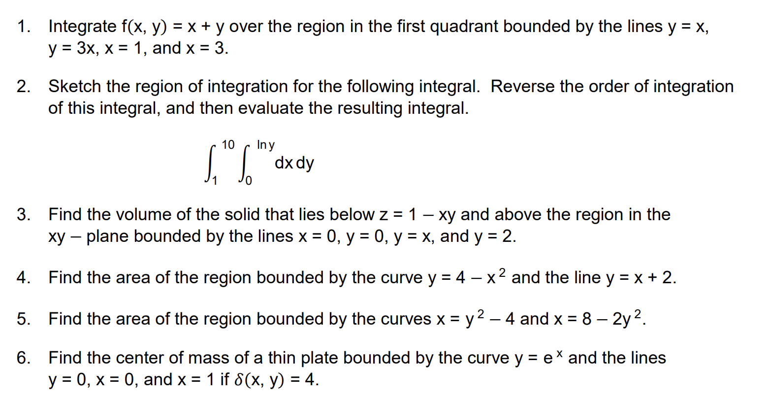 Solved Integrate f(x,y)=x+y ﻿over the region in ﻿the first | Chegg.com