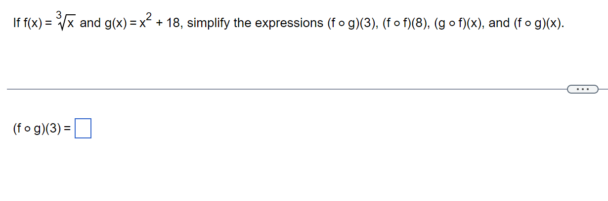 Solved If f(x)=3x and g(x)=x2+18, simplify the expressions | Chegg.com