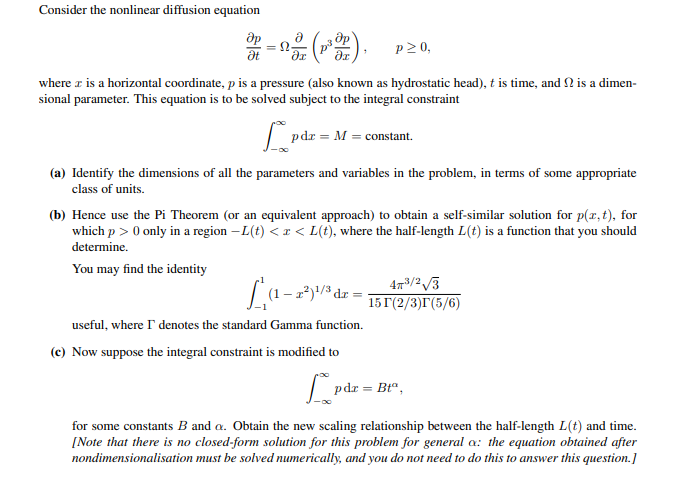 Solved Consider the nonlinear diffusion | Chegg.com